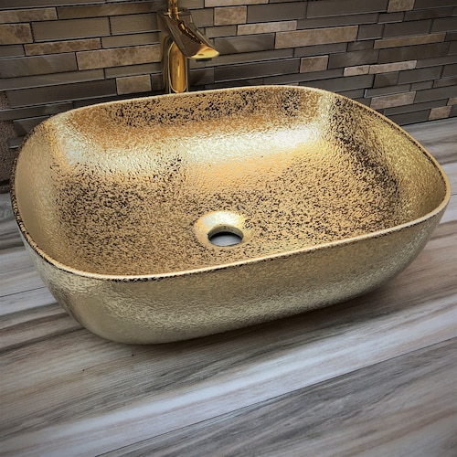 Gold Countertop Sink Golden Vessel Sink Golden Washbasin - Etsy