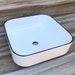White Square Vessel Sink | Countertop White Basin | White Black Stripe ...