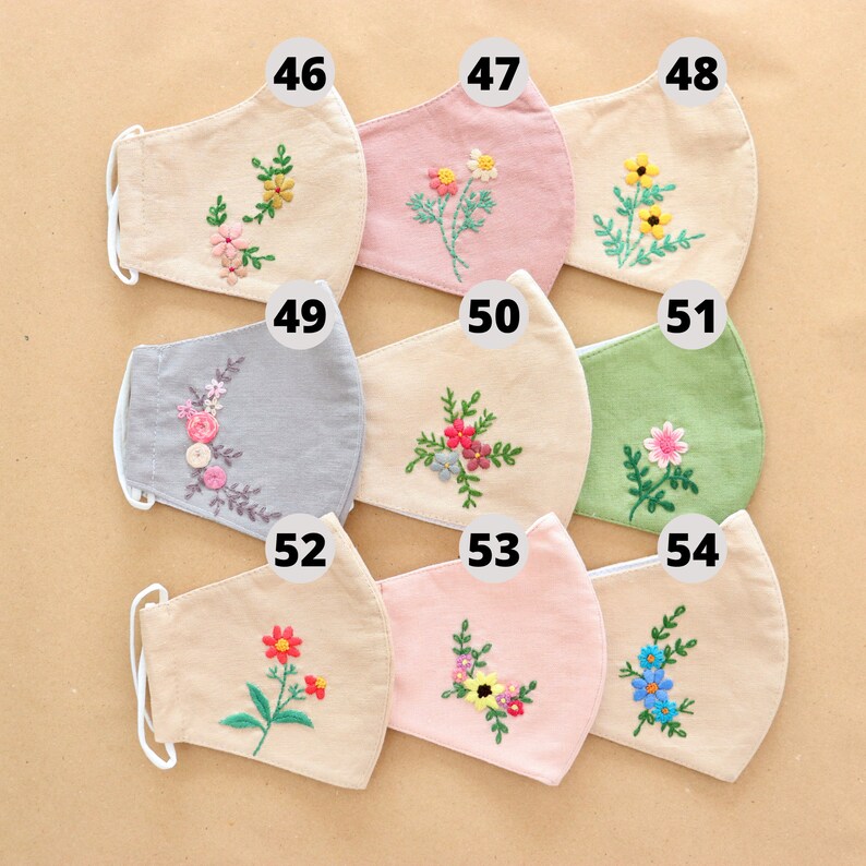 Hand Embroidered Face Mask on Linen for Women Reusable Eco - Etsy