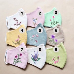 Hand Embroidered Face Mask on Linen for Women, Reusable Eco Friendly ...