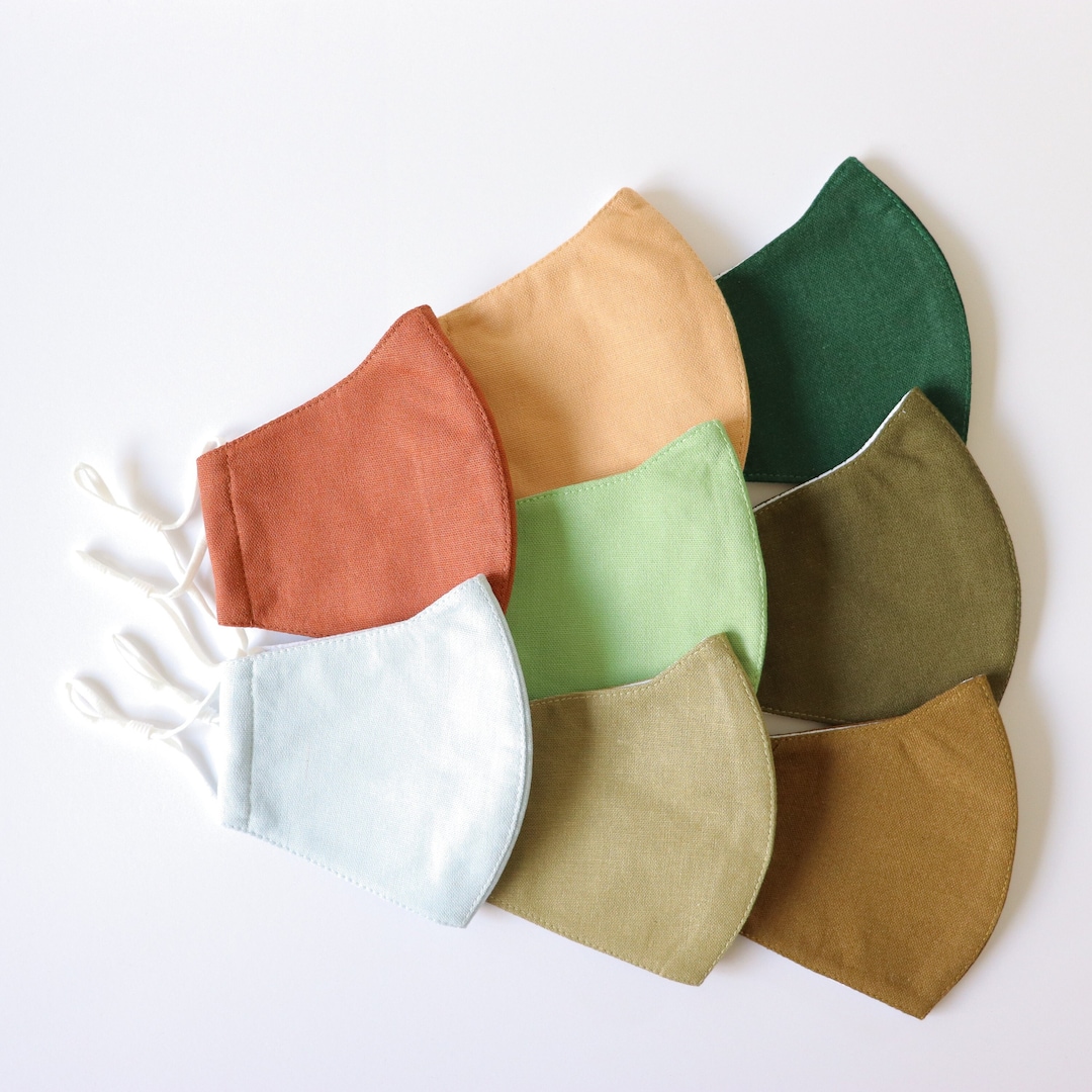 Plain Colour Linen Face Mask, Adjustable Adult Men Women Covering ...