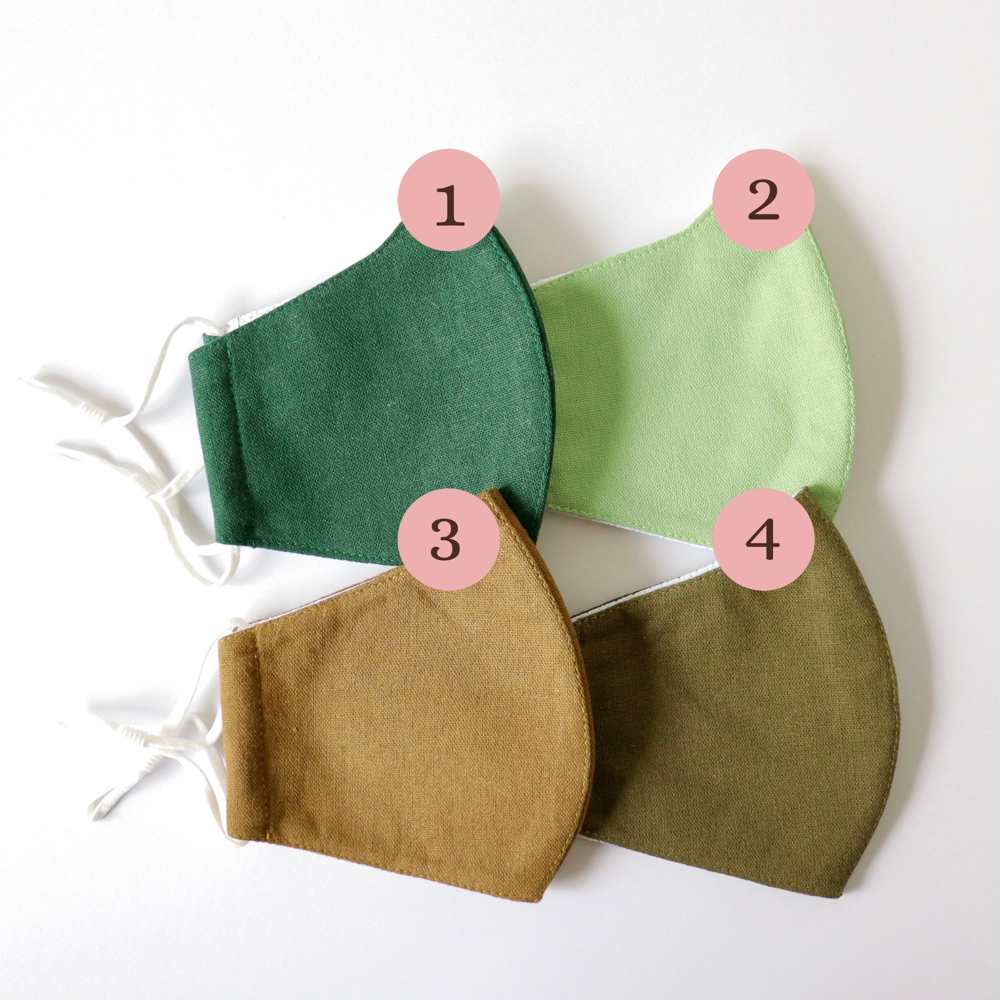 Plain Colour Linen Face Mask, Adjustable Adult Men Women Covering ...