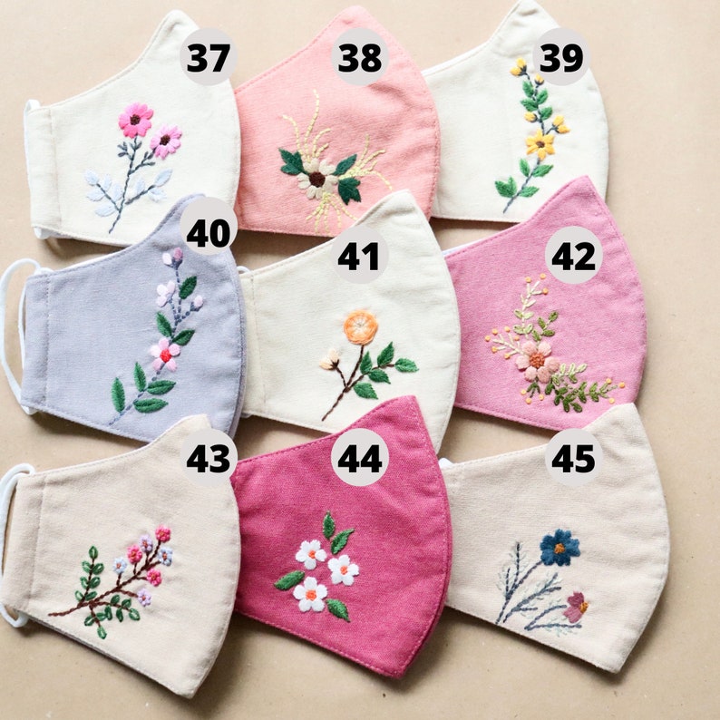 Hand Embroidered Face Mask on Linen for Women Reusable Eco | Etsy