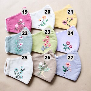 Hand Embroidered Face Mask on Linen for Women, Reusable Eco Friendly ...