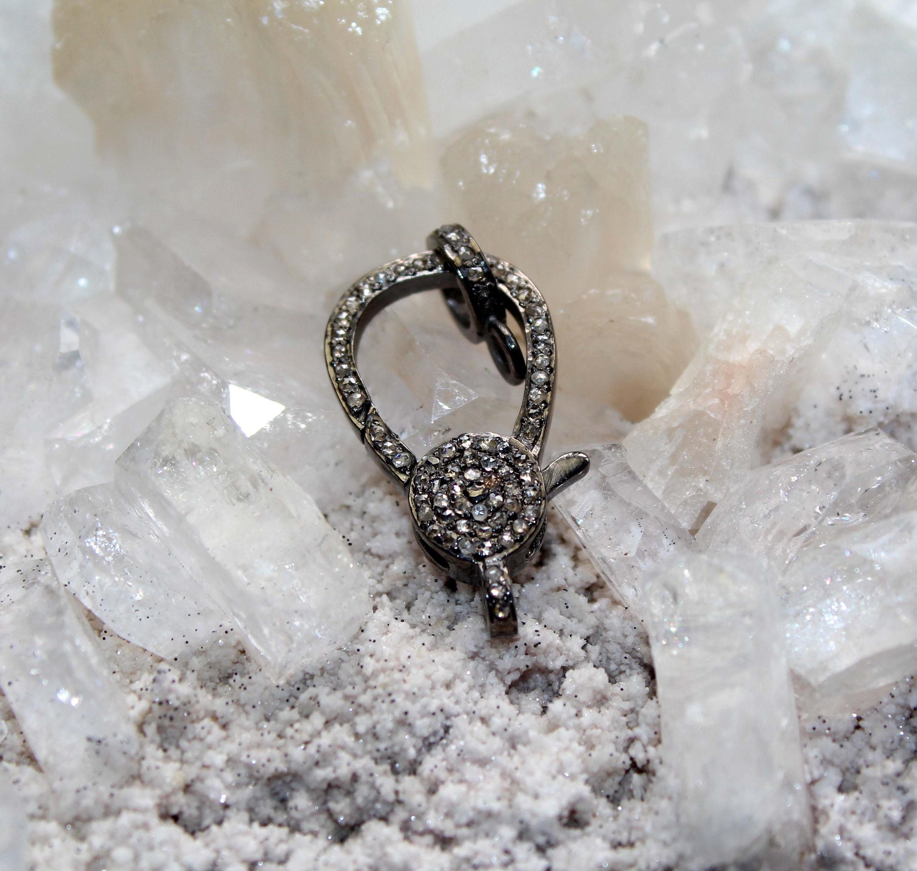 Pave Diamond Lobster Clasp Lockrose Cut Diamond Lock - Etsy