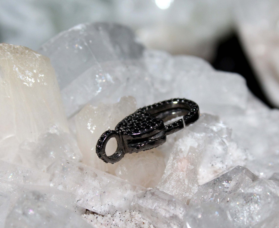 Pave Black Spinal Lobster Lock Clasp,both Side Spinal Lock,925 Sterling ...