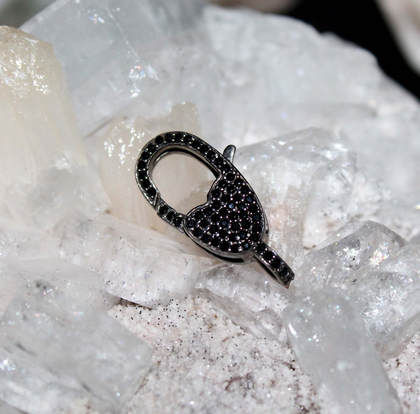 Pave Black Spinal Lobster Lock Clasp,both Side Spinal Lock,925 Sterling ...