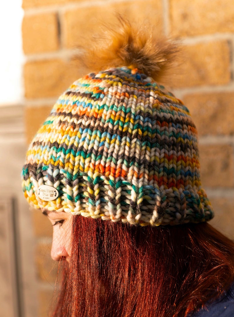 Chunky Hand Knit Toque With Faux Fur Pom Pom. - Etsy