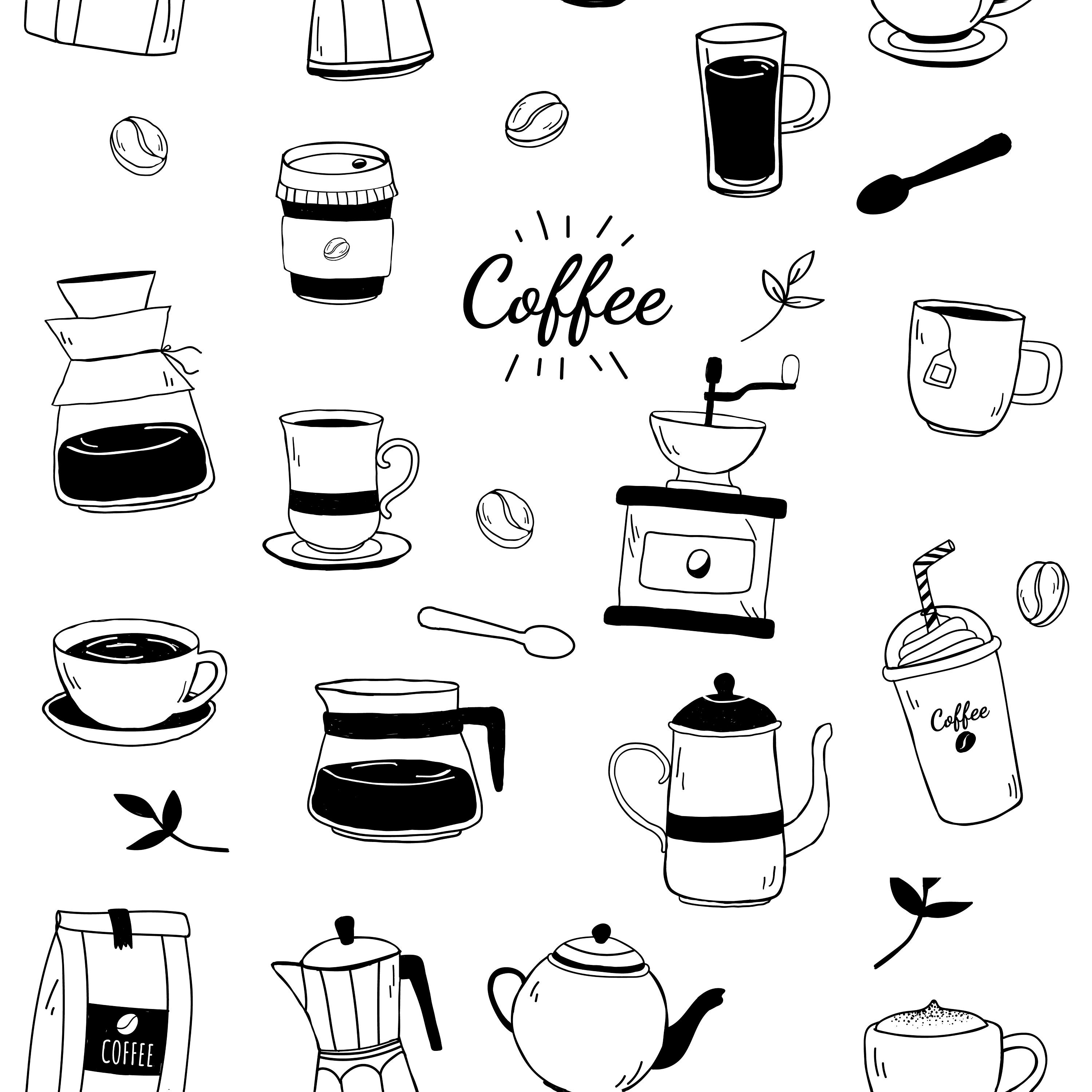Coffee Icon Collection - Hand-drawn Digital Illustrations - Easy to Use ...