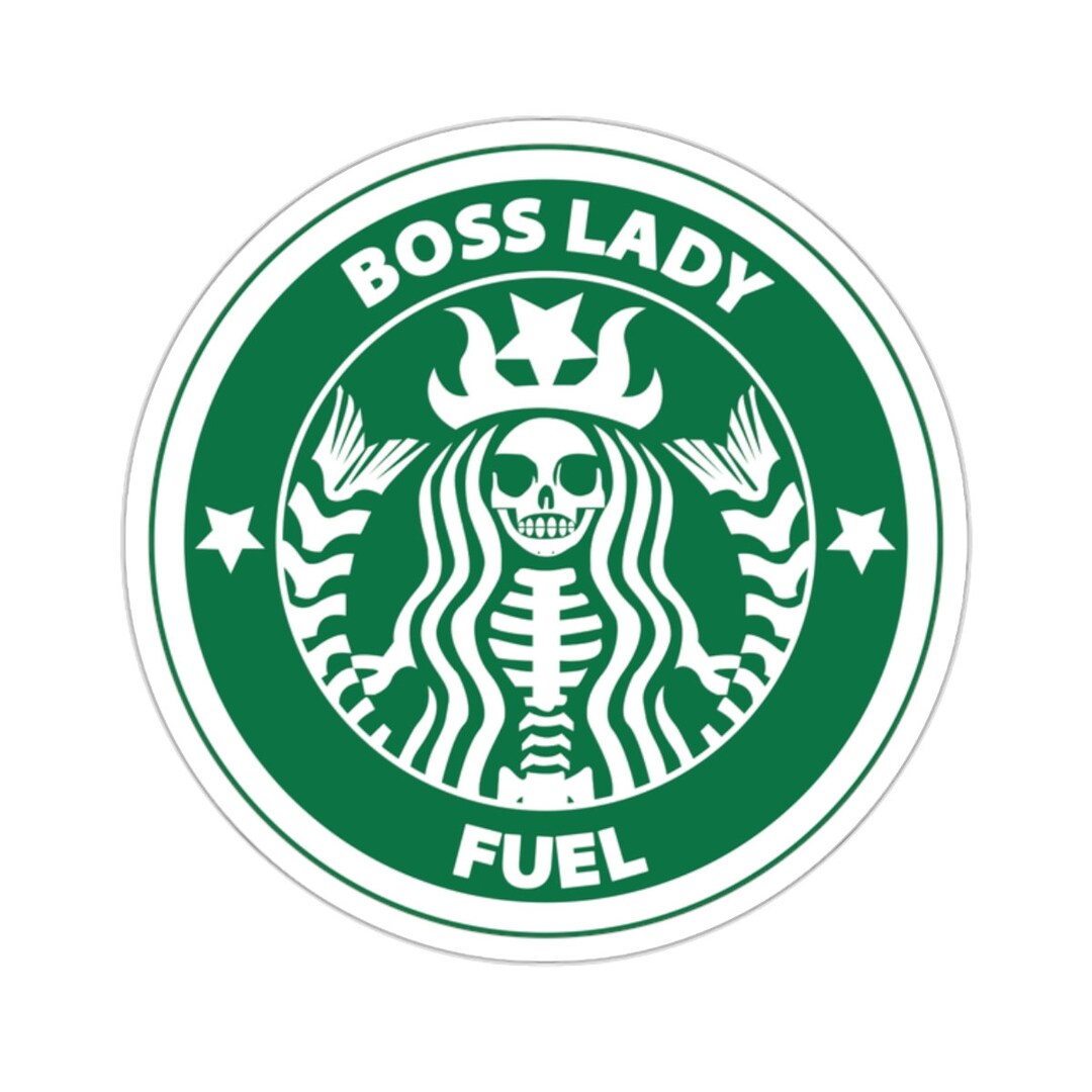 Boss Lady Fuel Green Starbucks Skeleton Sticker - Coffee Decal for ...