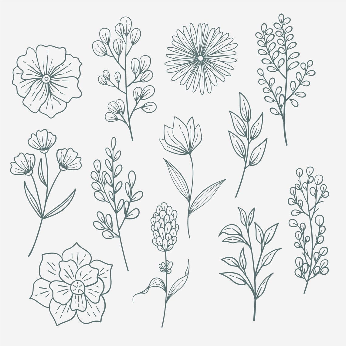 Handmade Flower Vector Set Easy to Use for Any DIY Design - Etsy