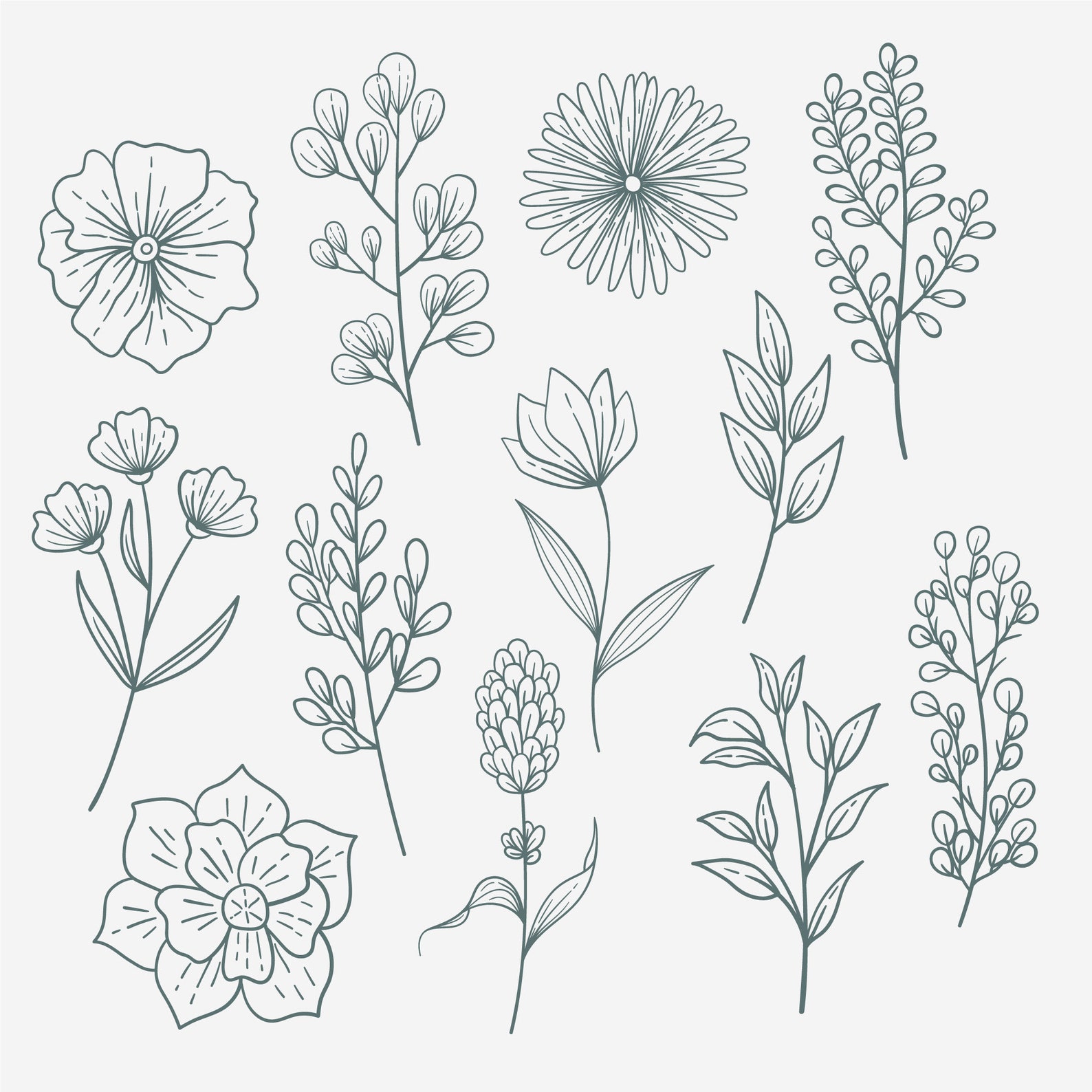 Handmade Flower Vector Set Easy to Use for Any DIY Design - Etsy