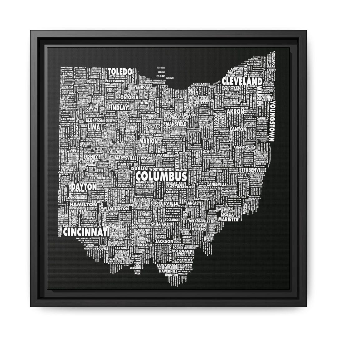 Ohio Typography Map Art: Framed Town & City Names Poster - Etsy