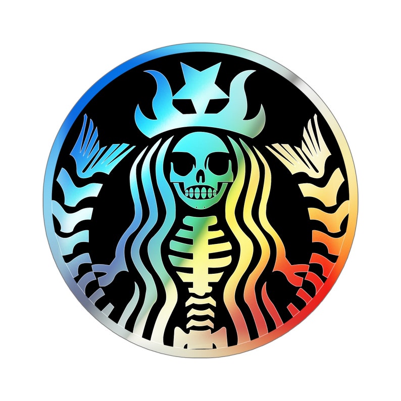 Starbucks Skeleton Logo Holographic Die-cut Stickers - Coffee Decal for ...