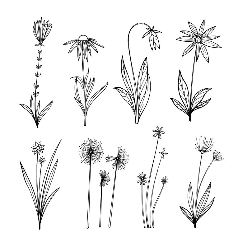 Handmade Flower Vector Set Easy to Use for Any DIY Design Projects - Etsy