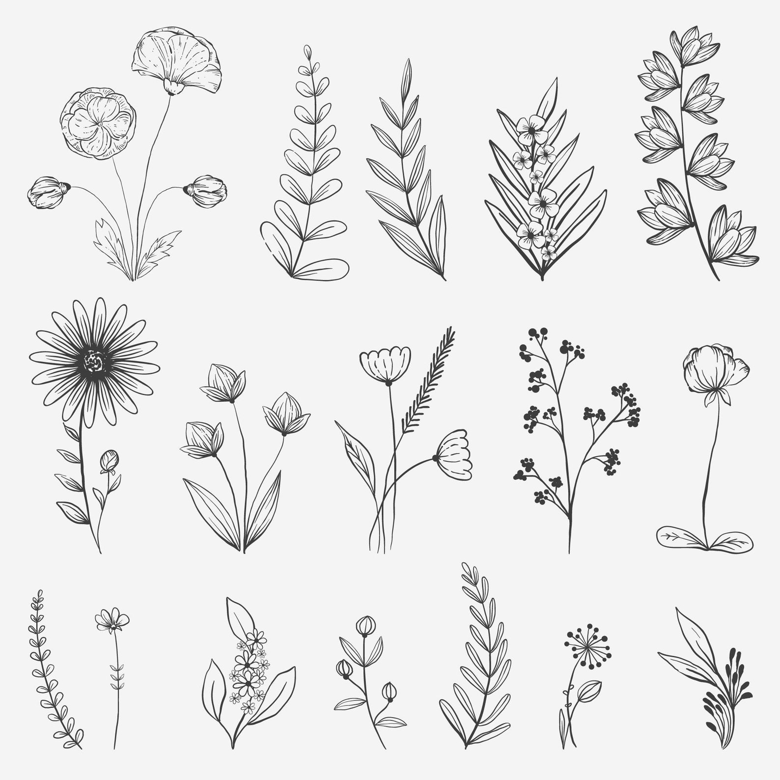 Handmade Flower Vector Set Easy to Use for Any DIY Design Projects - Etsy