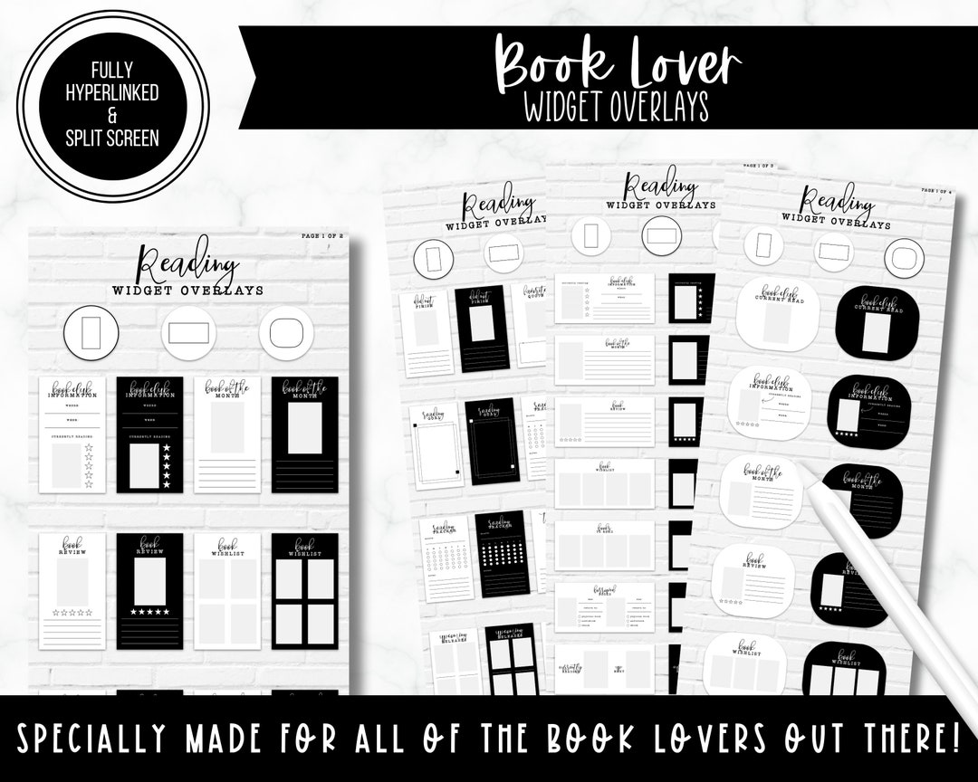 Book Lover | Widget Overlays | Reading Inserts for Widget Shapes ...