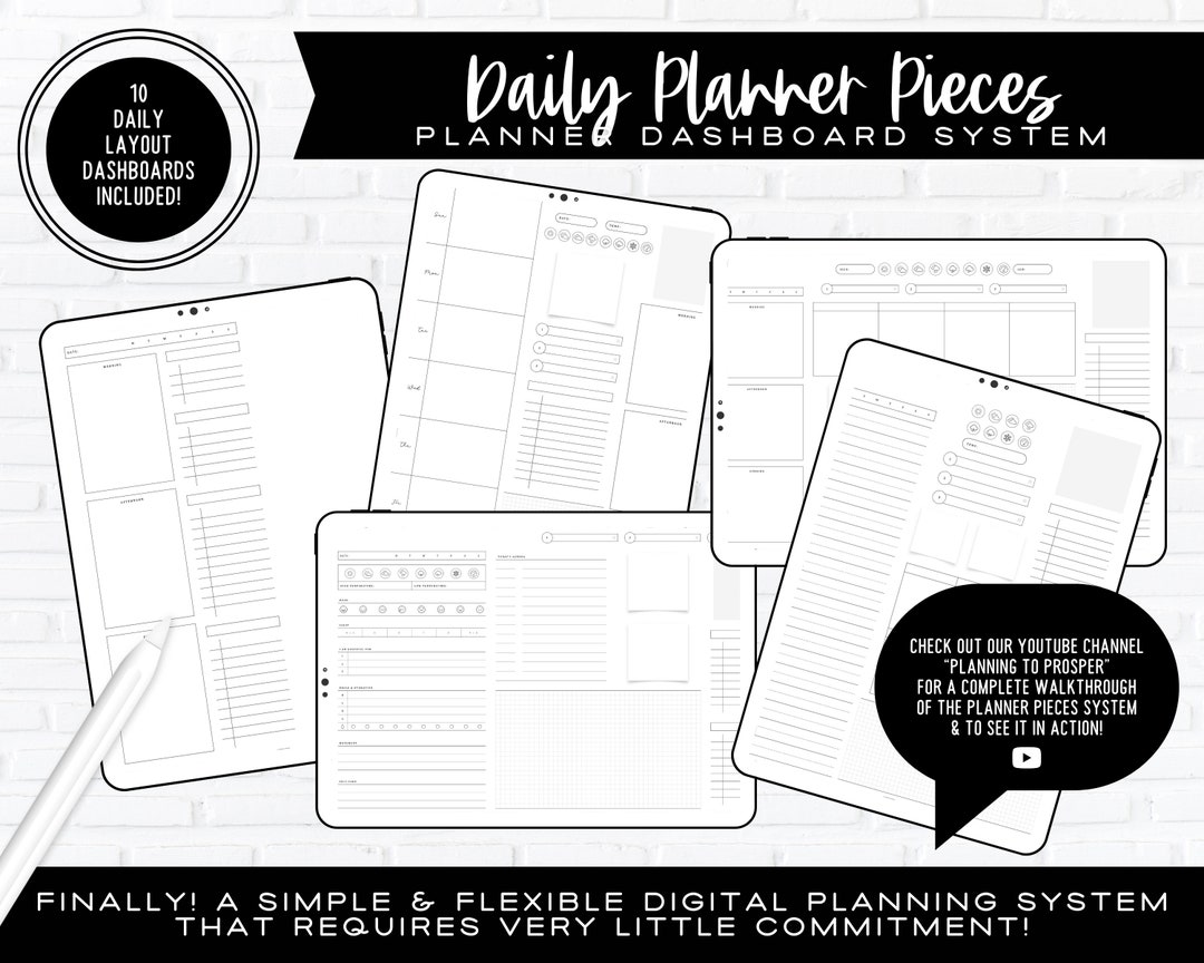 Daily Layout Dashboards - Planner Pieces System | 10 Daily Layouts ...