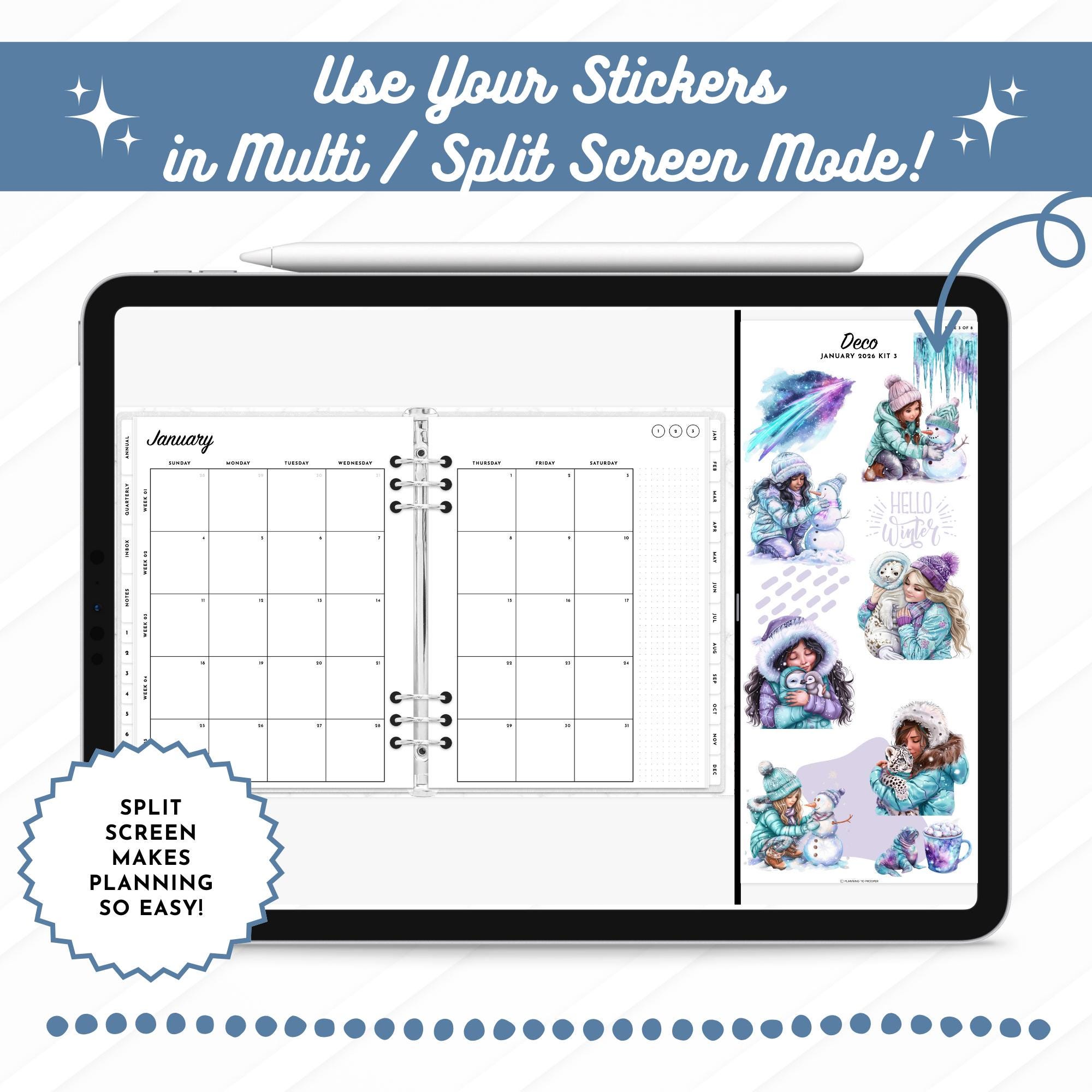 January 2026 Kit 3 Deco Stickers | Arctic Lights | Split Screen Sticker ...