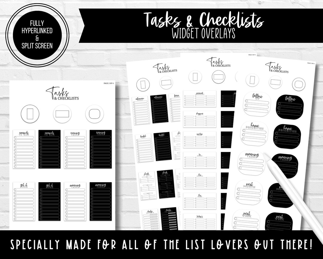 Tasks & Checklists | Widget Overlays | Inserts for Widget Shapes ...