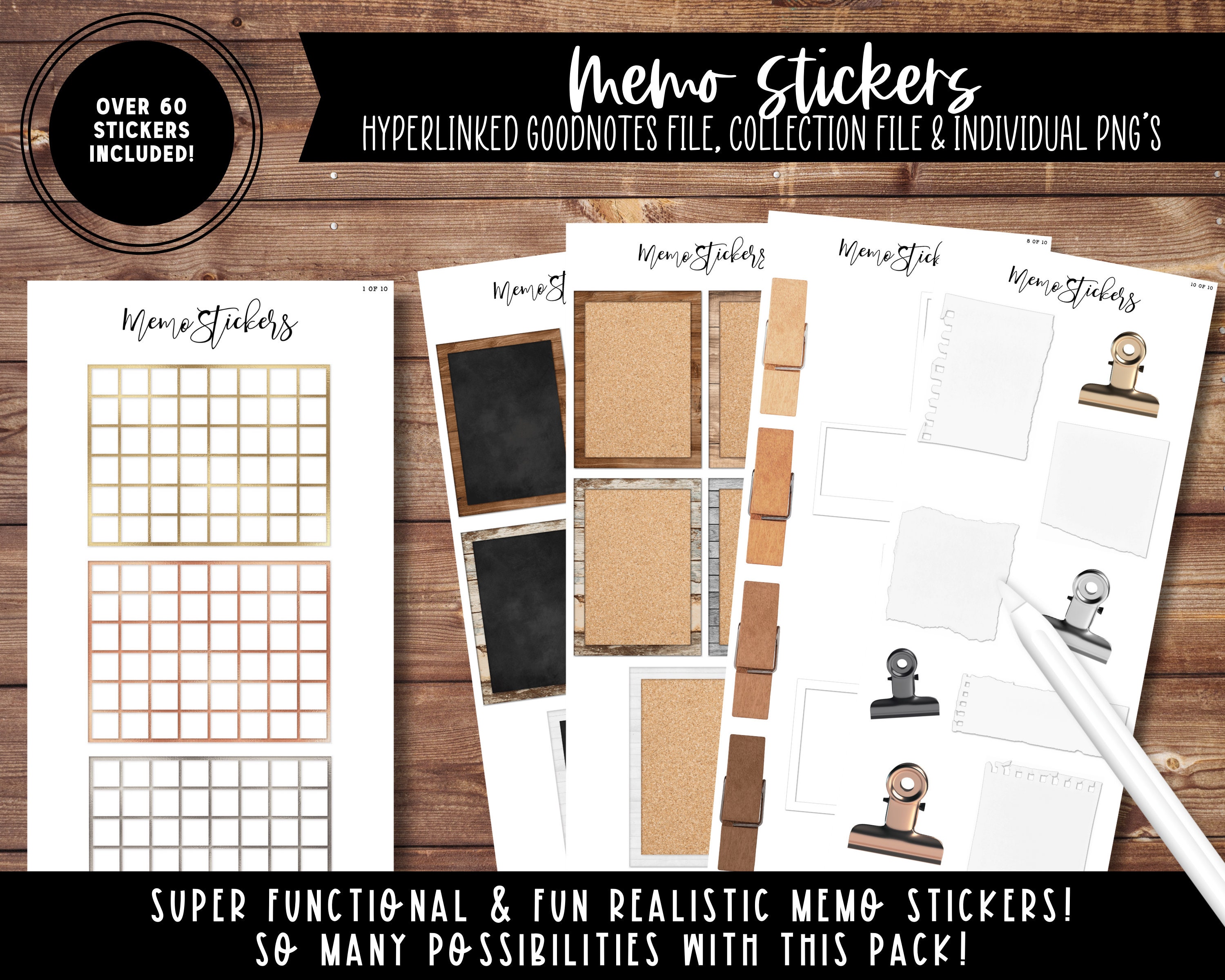 Memo Board Digital Stickers | Digital Planning Stickers | Split Screen ...