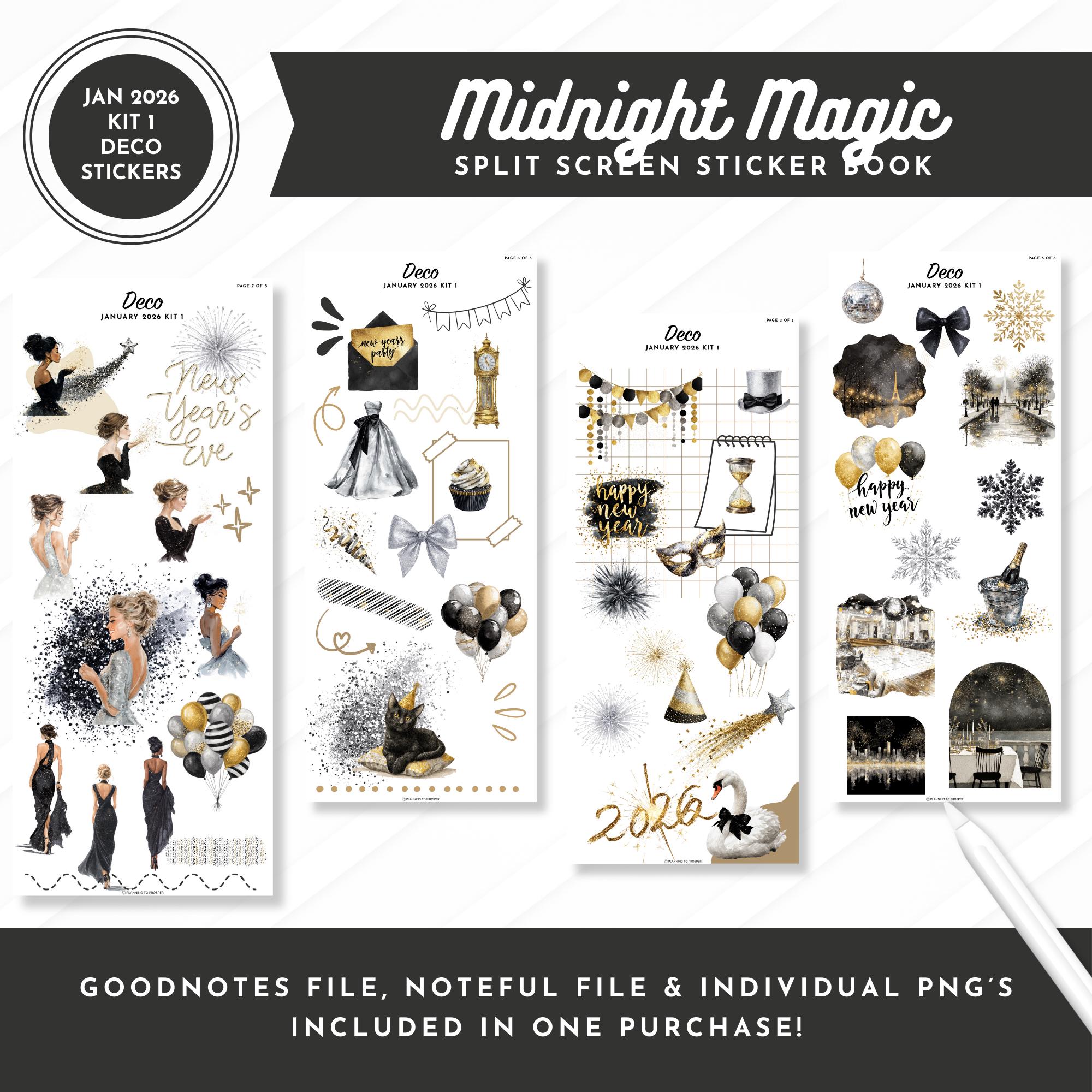 January 2026 Kit 1 Deco Stickers | Midnight Magic | Split Screen ...