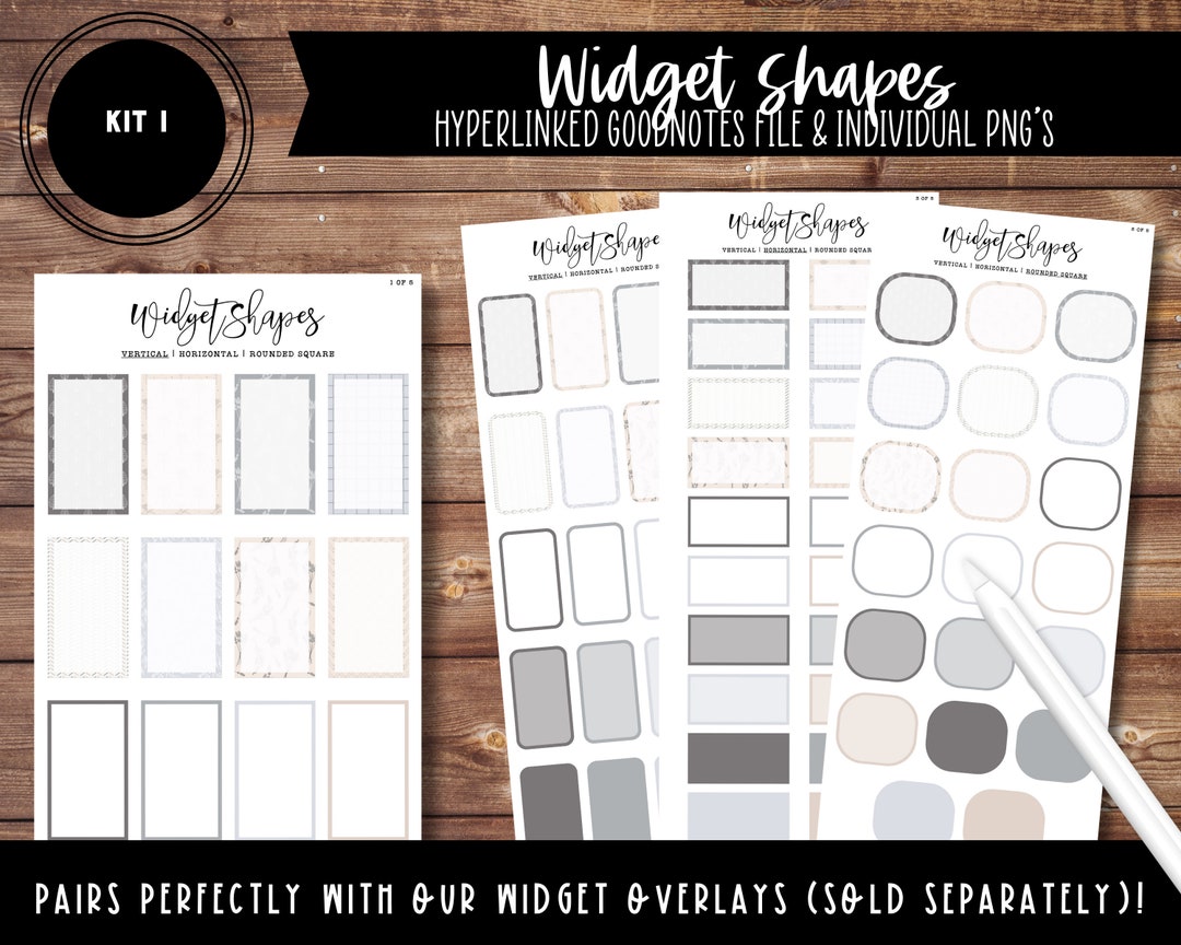 Kit 1 Widget Shape Stickers | Pre-cropped | Split Screen | Goodnotes ...