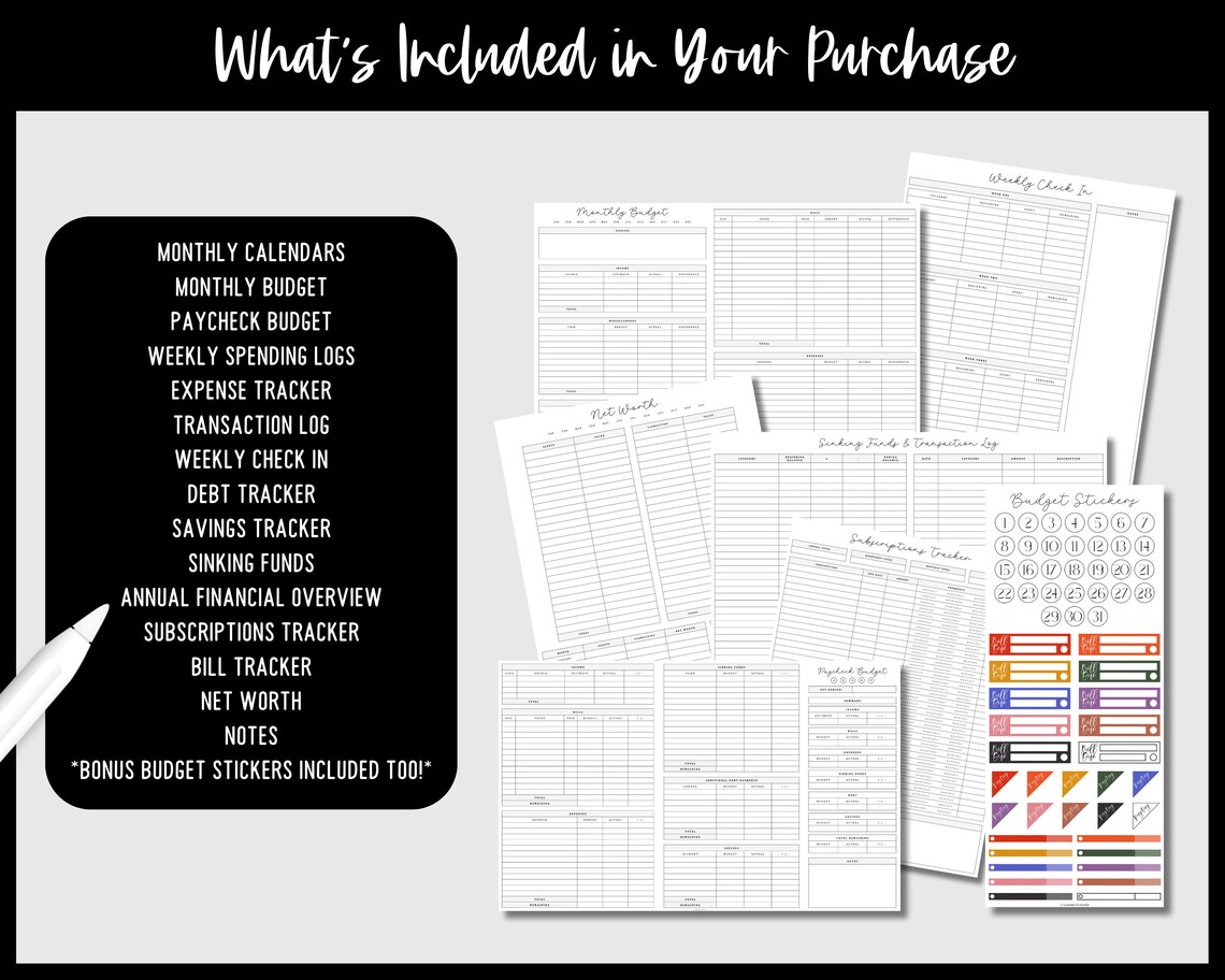 Budget Dashboards & Digital Stickers | P2P Planner Pieces System ...