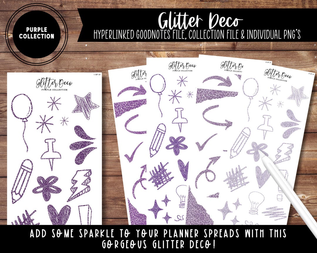 Glitter Deco - Purple Collection | Digital Stickers | Split Screen ...