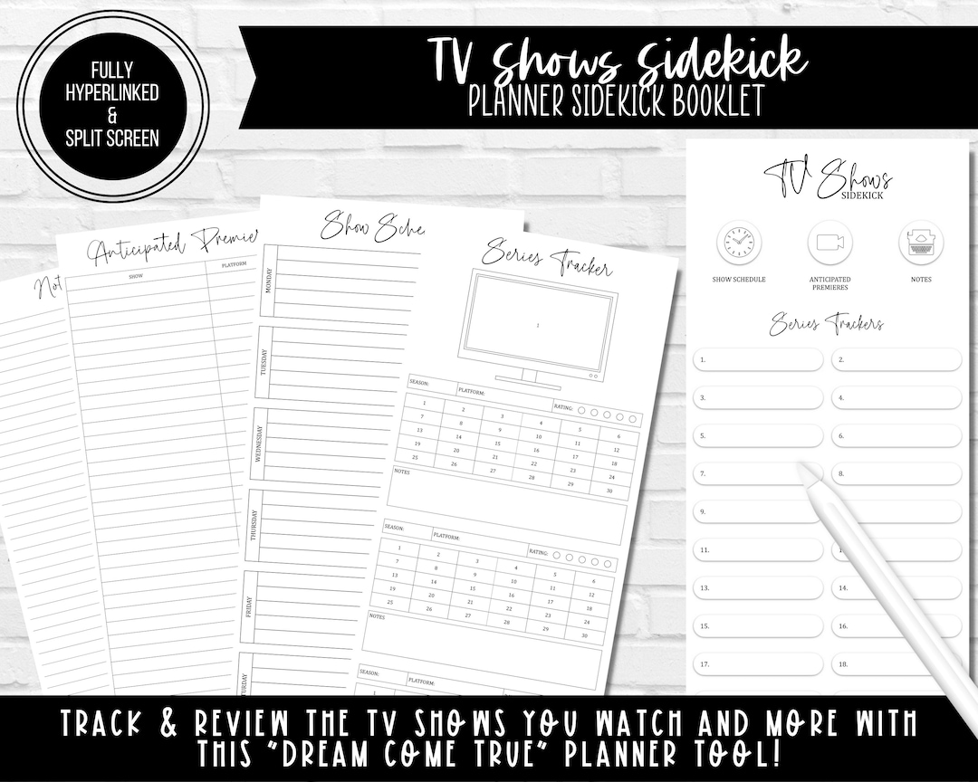 TV Shows Sidekick - Planner Sidekick Booklet | Split Screen & Phone ...