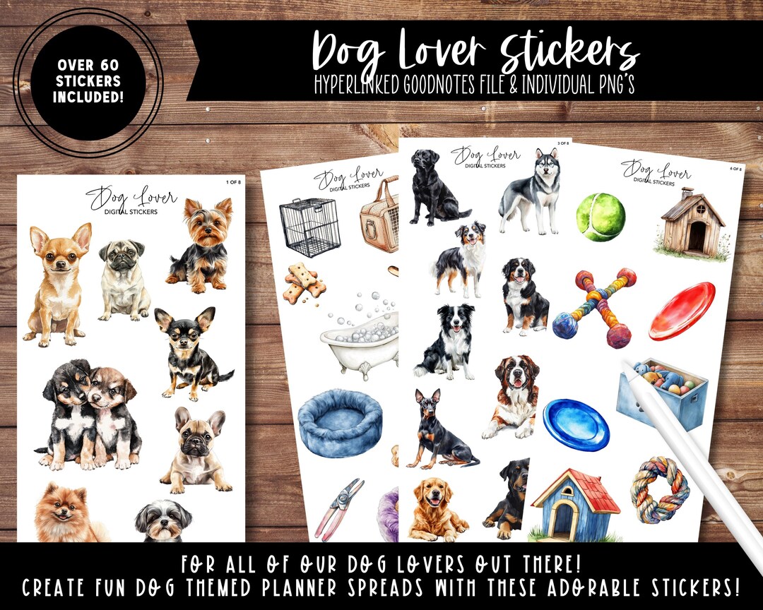 Dog Lover Digital Sticker Collection | Digital Planner Stickers | Split ...