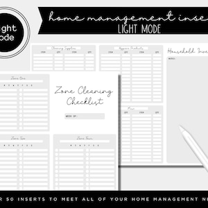 Home Management Digital Planner Inserts Light Mode Over 50 Inserts ...