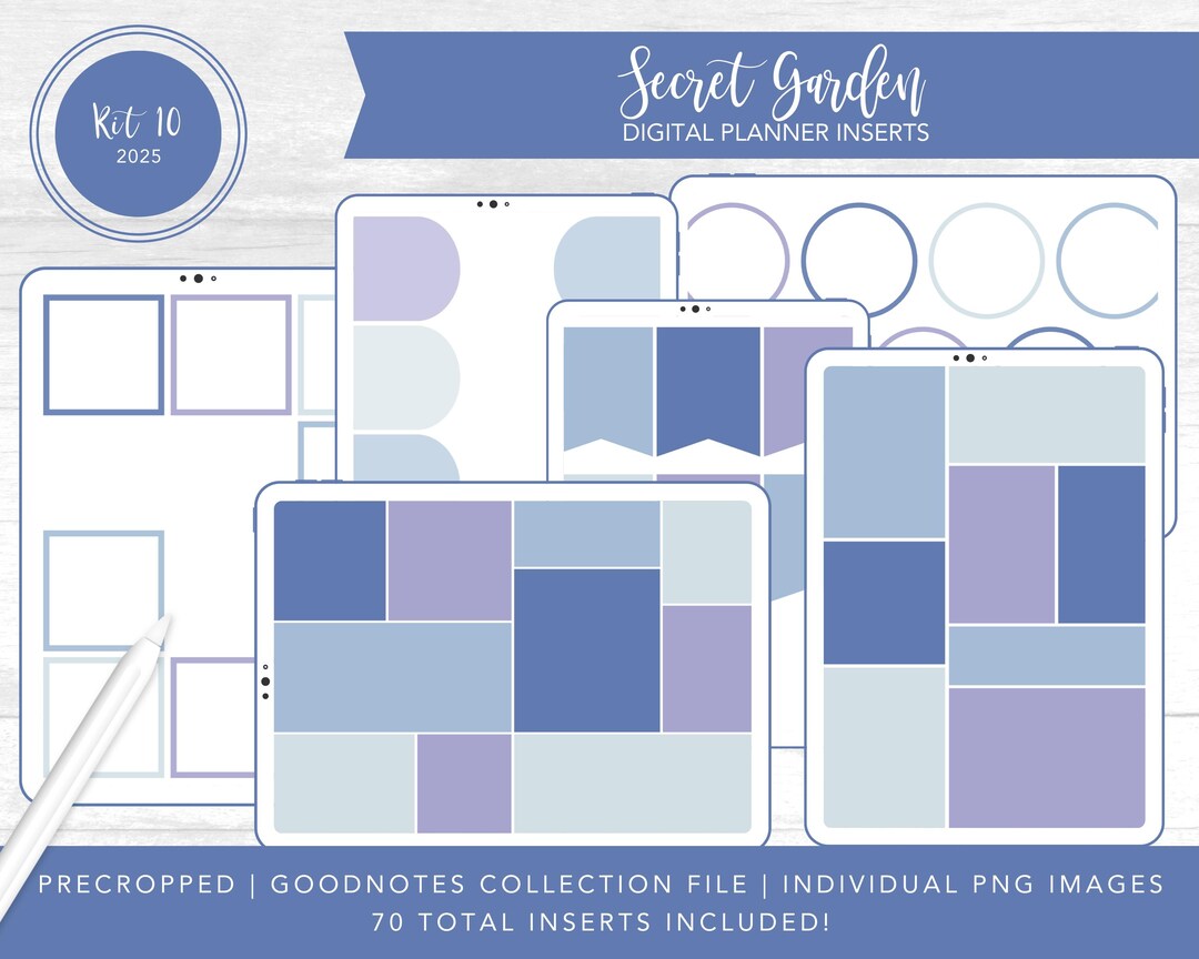 2025 Kit 10 Digital Planner Inserts | Secret Garden | Goodnotes ...