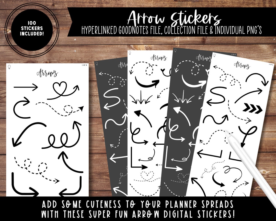 Arrow Digital Stickers | Black & White | Planner Stickers | Split ...