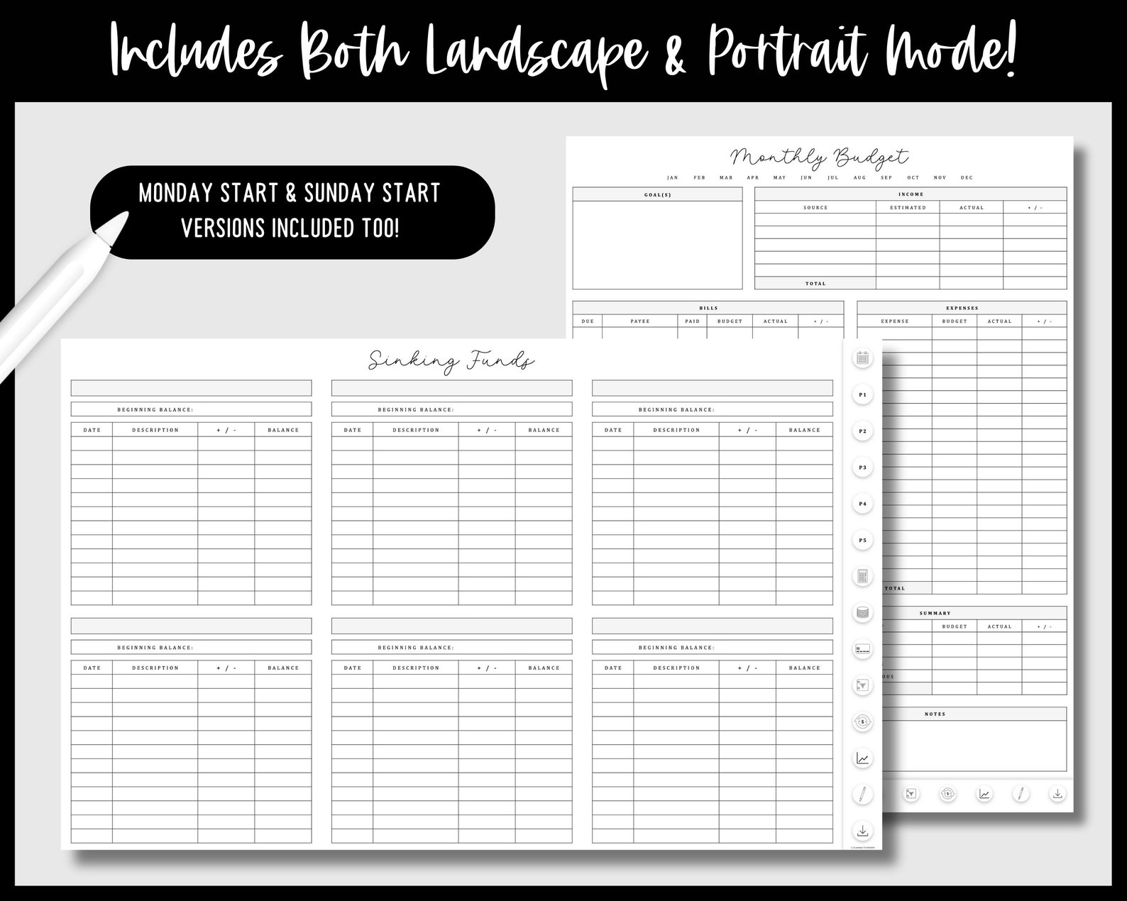 Monthly Budget Planner Add on | Digital Budget Stickers Included ...