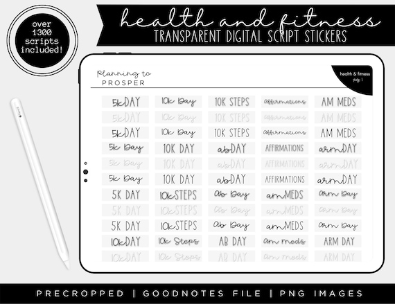 Health & Fitness Script Stickers Over 1300 Pre-cropped | Etsy