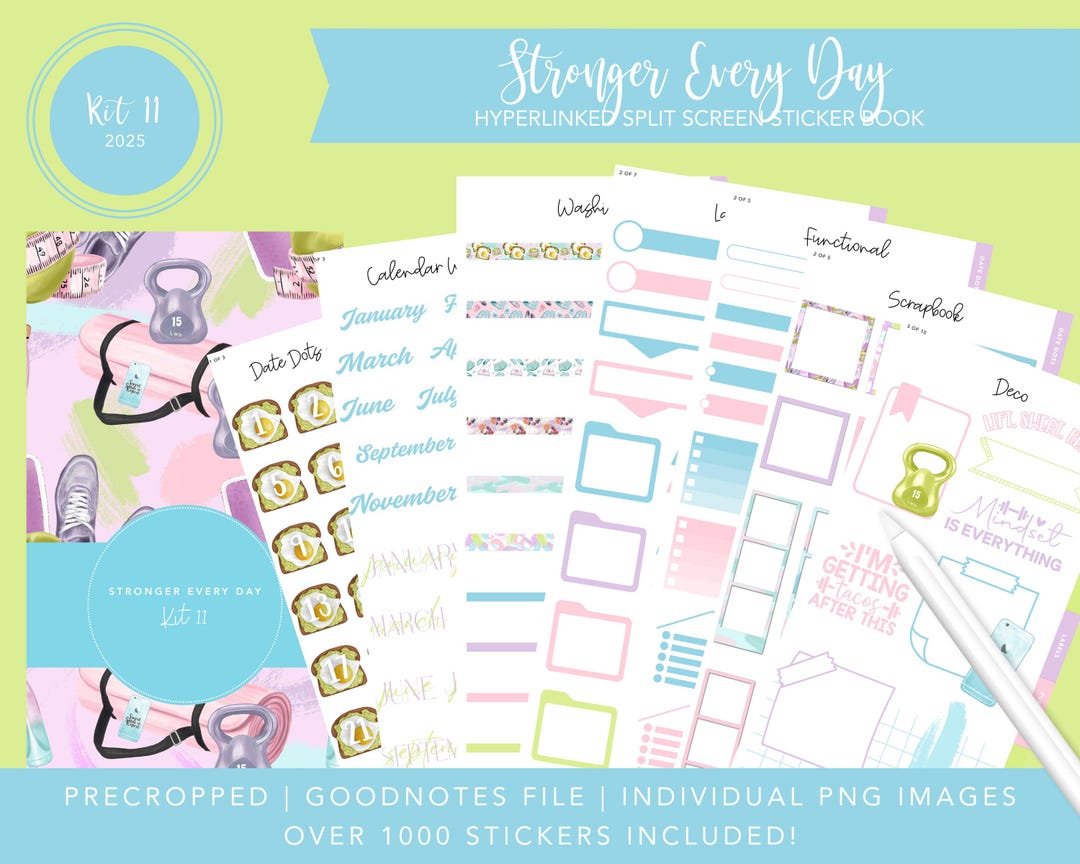 2025 Kit 11 Split Screen Sticker Book | Stronger Every Day | Fitness ...