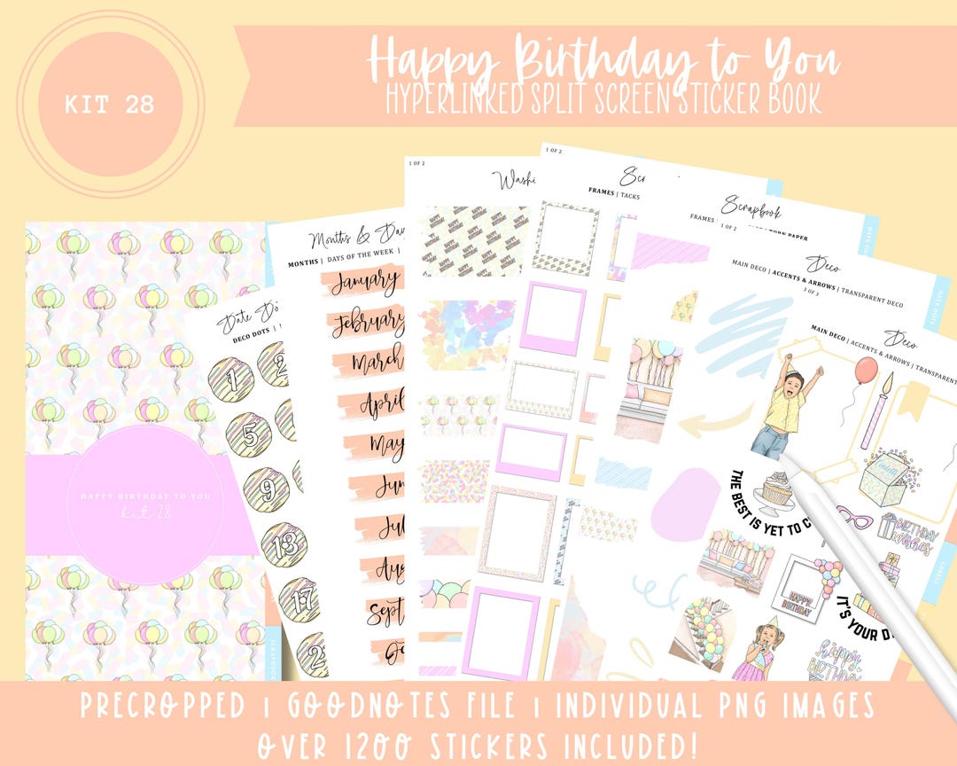 2024 Kit 28 Split Screen Sticker Book | Happy Birthday to You ...