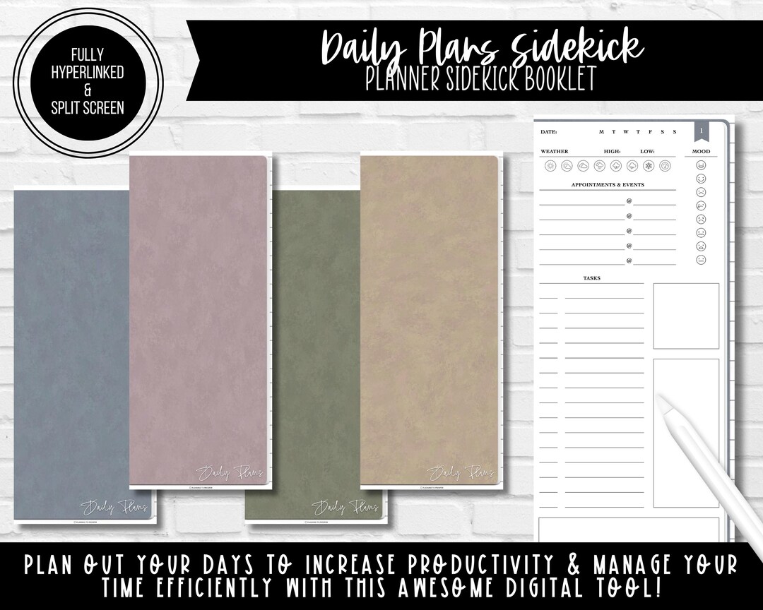 Daily Plans Sidekick - Planner Sidekick Booklet | Split Screen & Phone ...