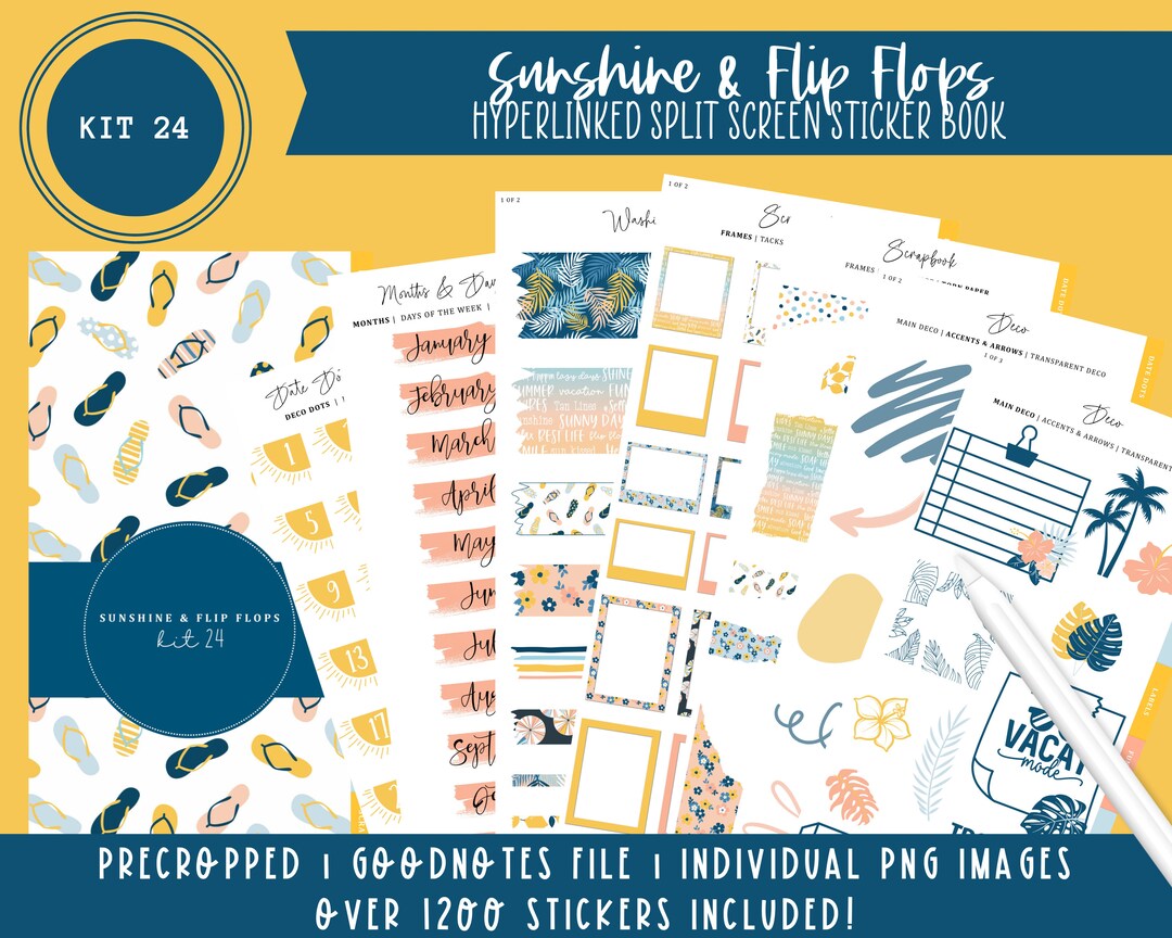 2024 Kit 24 Split Screen Sticker Book | Sunshine & Flip Flops | Summer ...