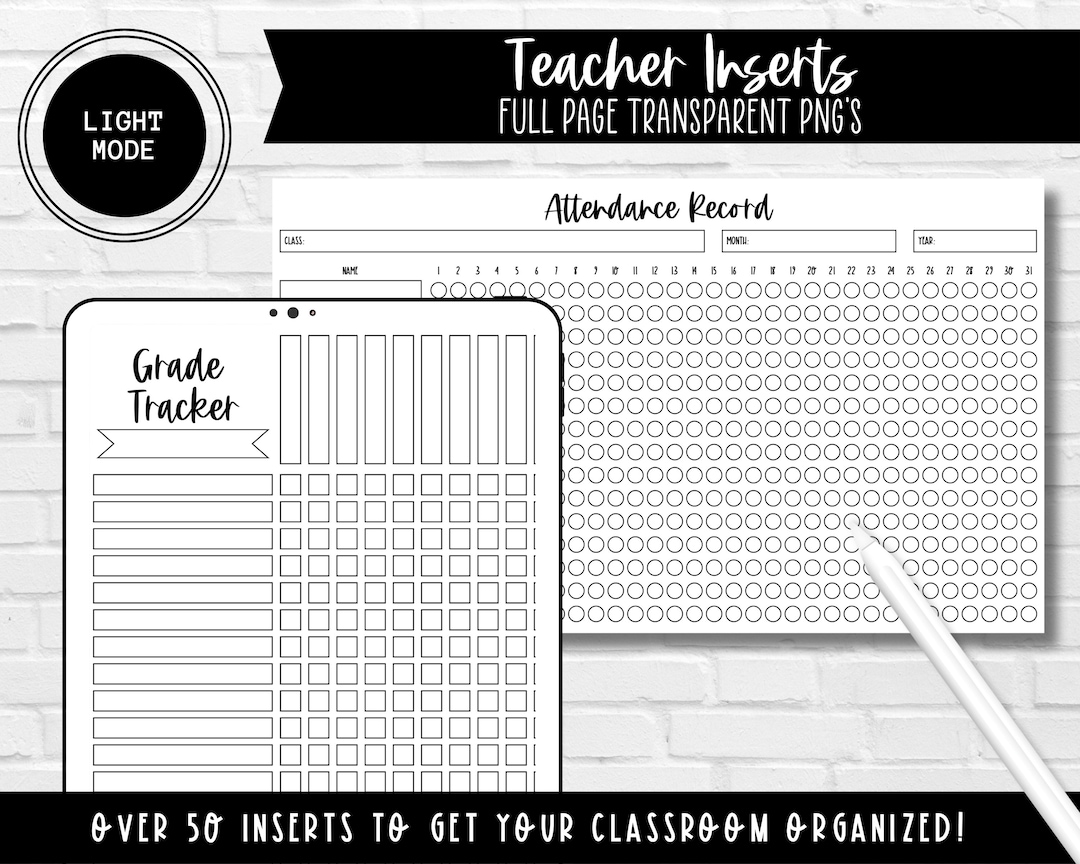 Teacher Planner Inserts | Light Mode | Portrait and Landscape ...