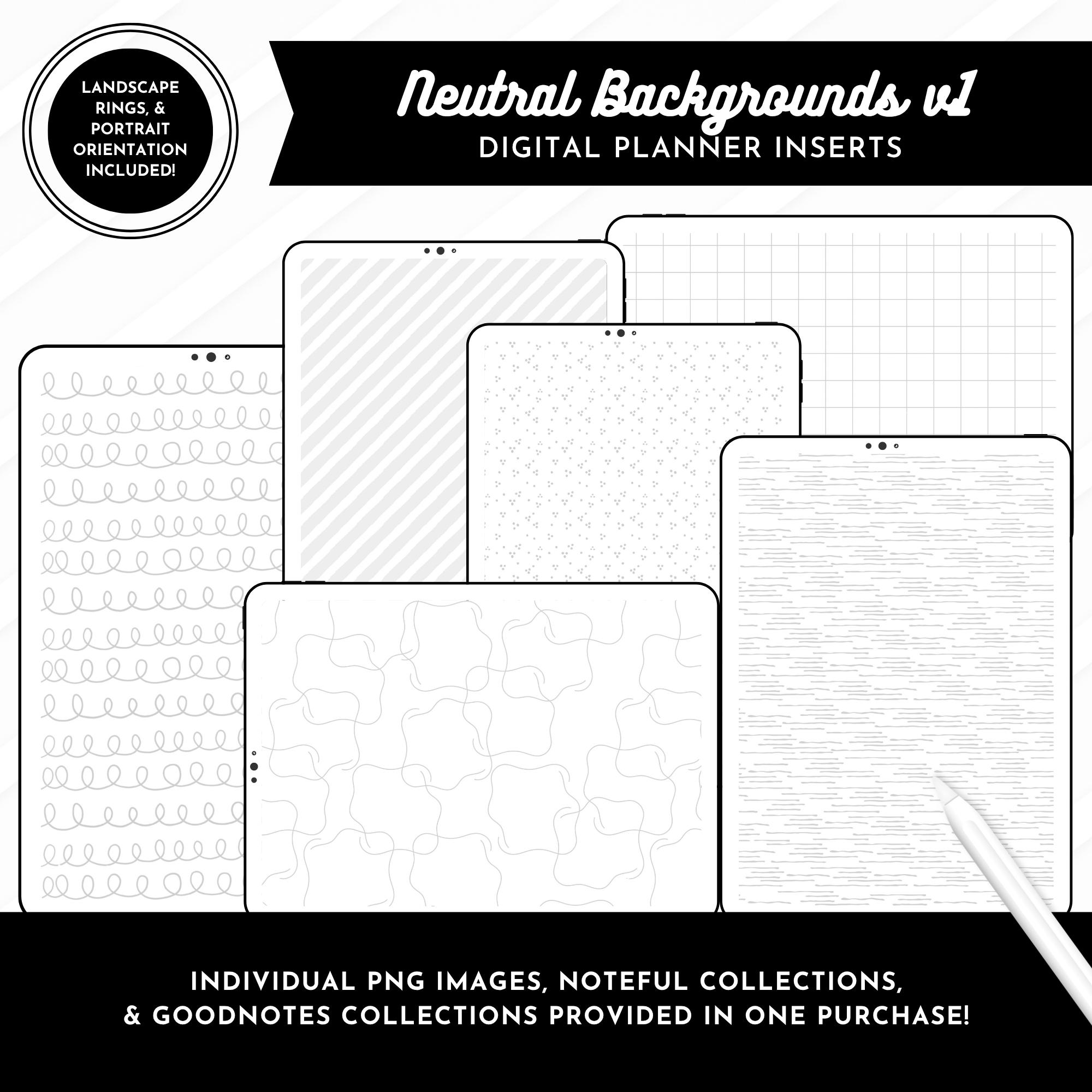 Neutral Backgrounds Volume One Planner Inserts | Portrait + Landscape ...