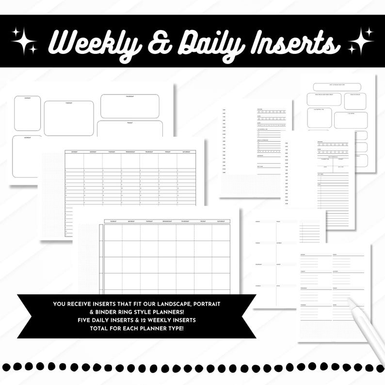 2026 Weekly + Daily Planner Inserts | 50+ Inserts Included | Portrait ...
