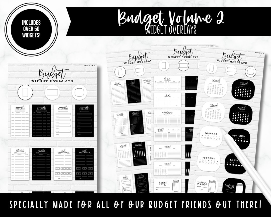 Budget Volume 2 | Widget Overlays | Budget Inserts for Widget Shapes ...