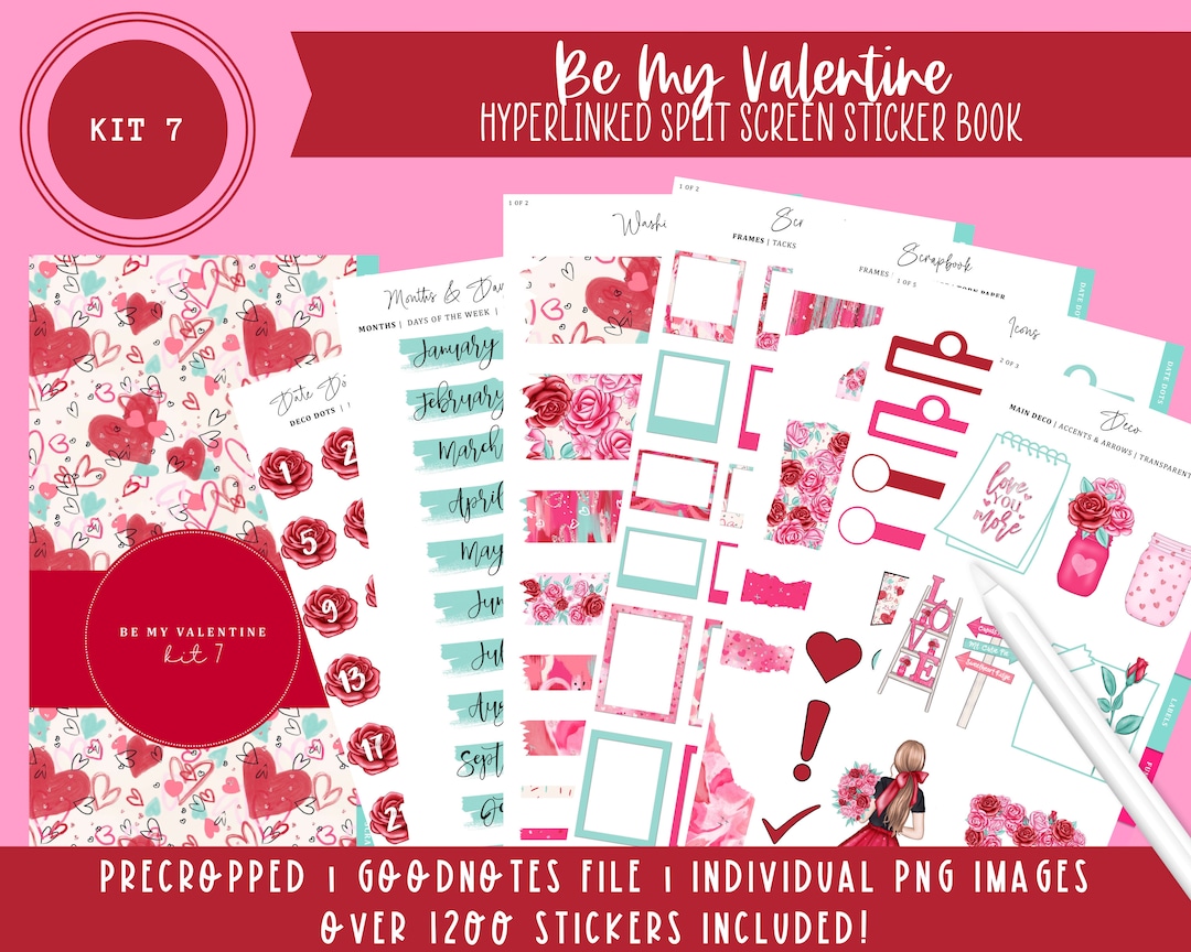 2024 Kit 7 Split Screen Sticker Book | Be My Valentine | Valentine ...