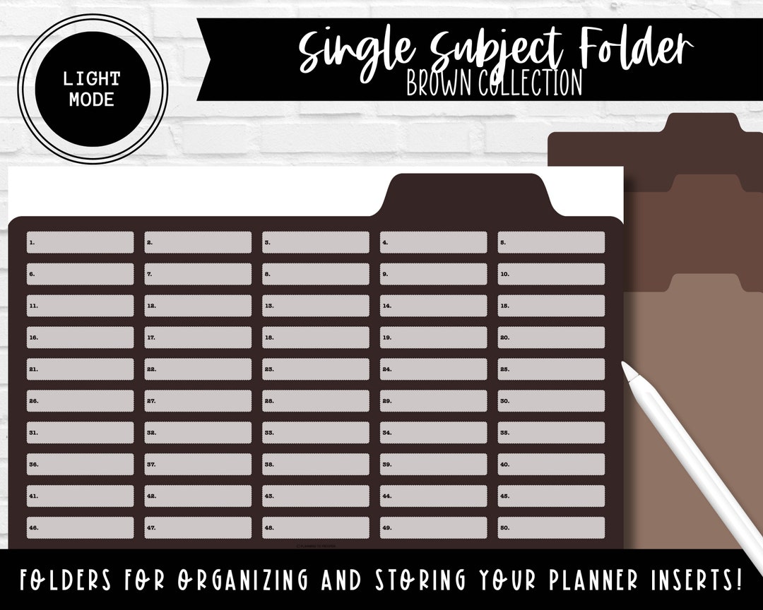 Digital Single Subject Folders | Brown Collection | Light Mode ...