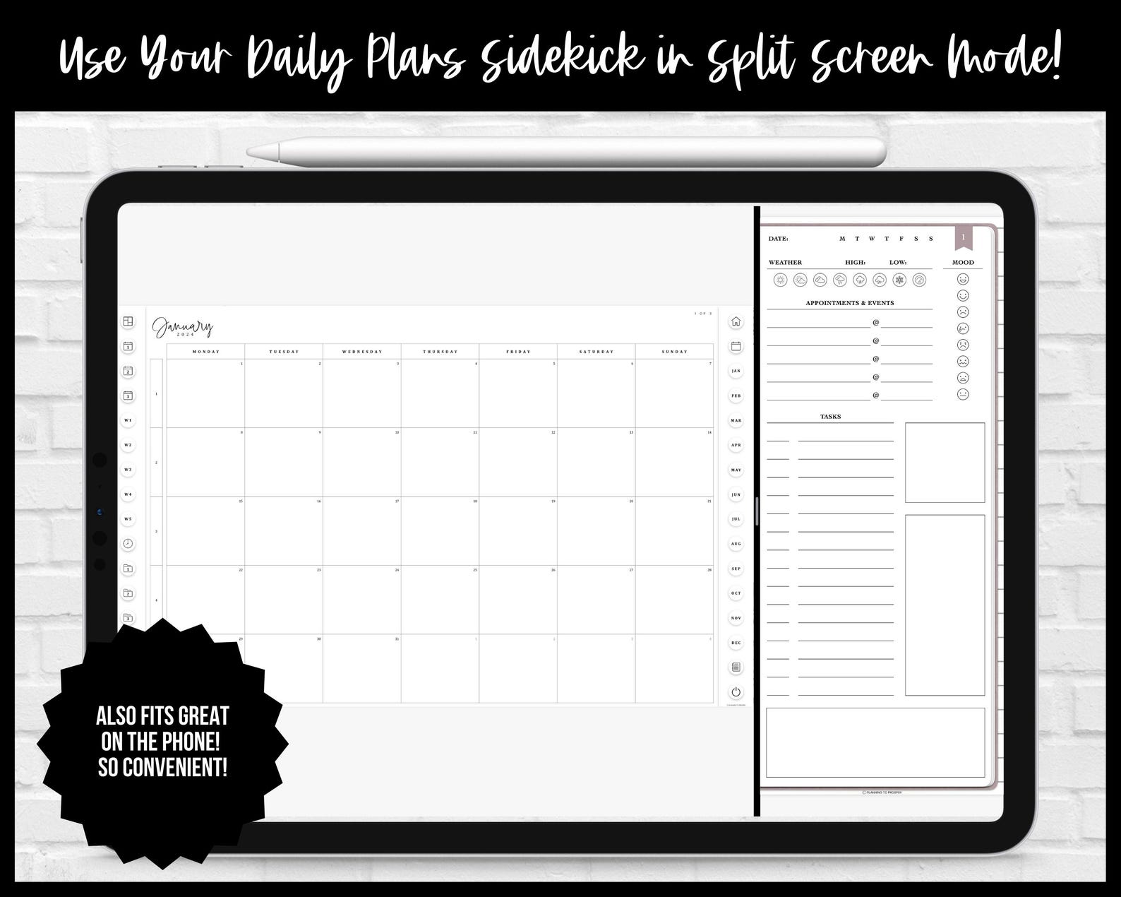 Daily Plans Sidekick - Planner Sidekick Booklet | Split Screen & Phone ...