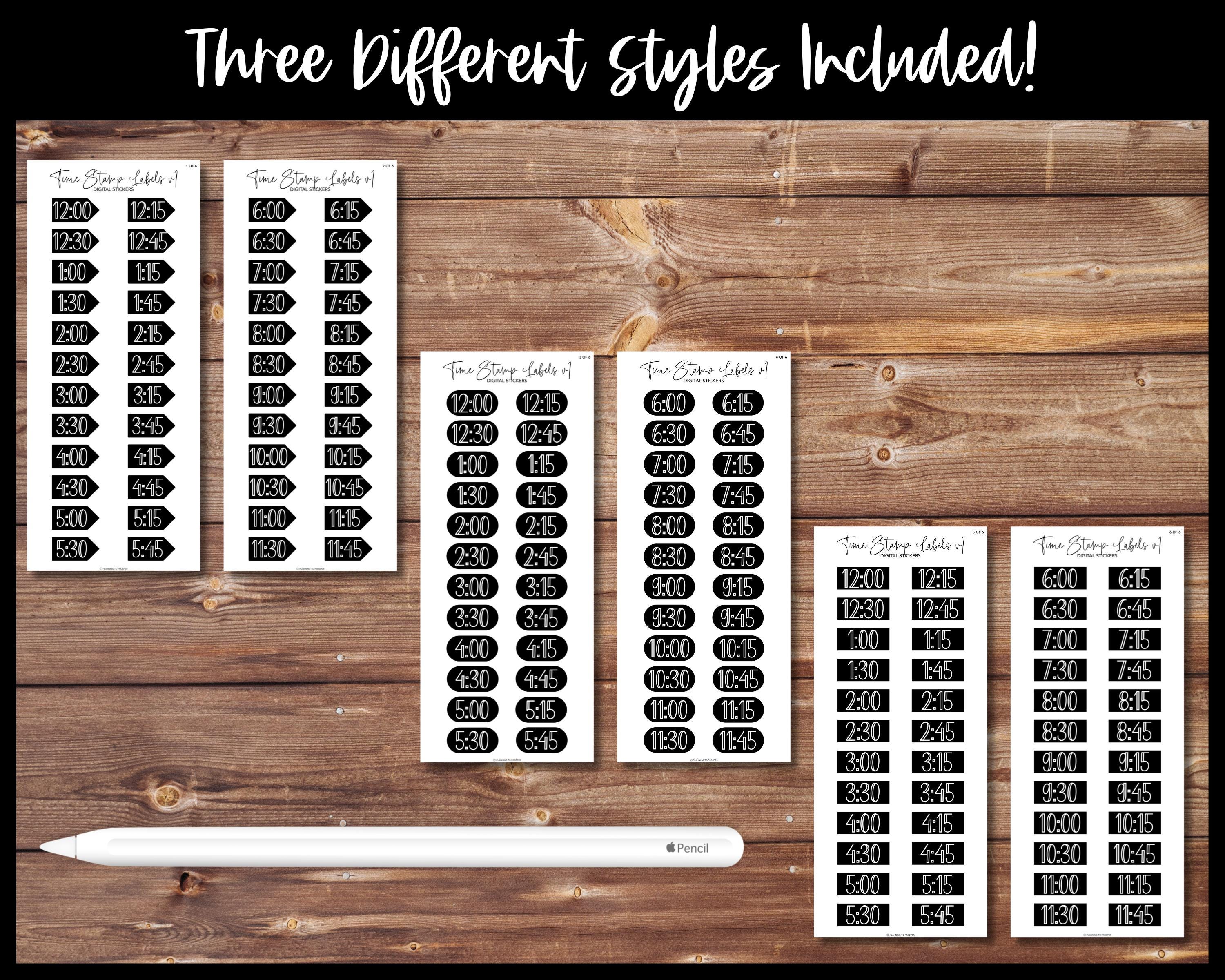 Time Stamp Labels V1 Digital Sticker Collection | Planner Stickers ...