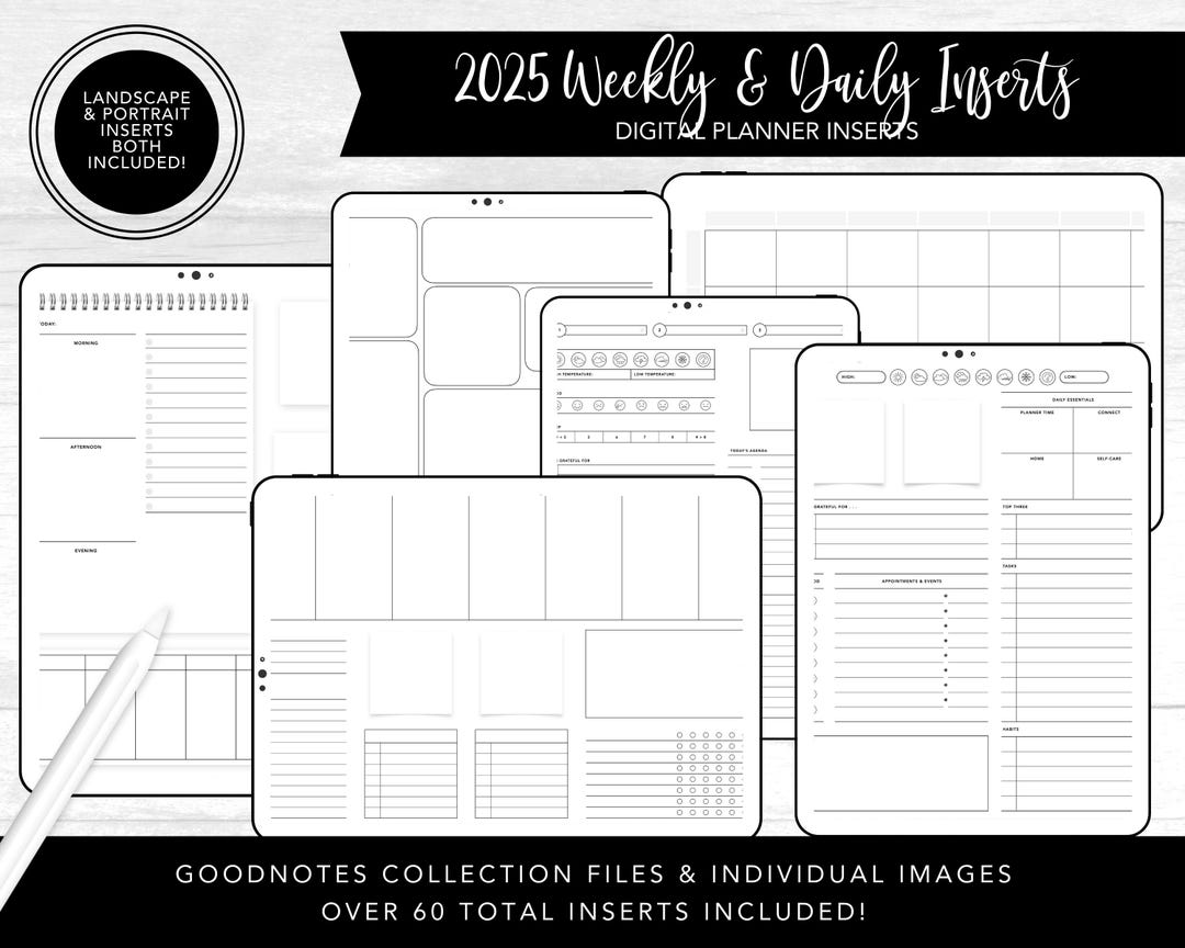 2025 Weekly + Daily Planner Inserts | Over 60 Inserts Included ...