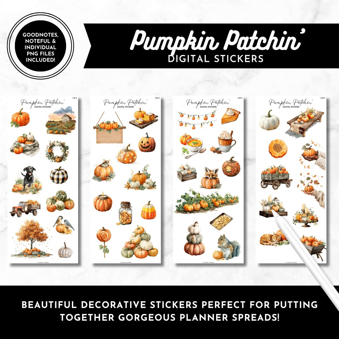 Pumpkin Patchin' Digital Sticker Collection | Digital Planner Stickers ...